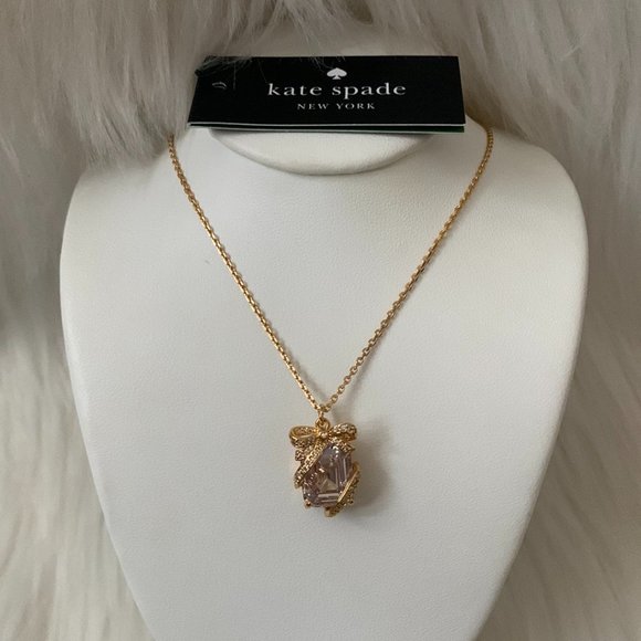 kate spade | Jewelry | Kate Spade Pave Present Pendant Necklace In Gold ...